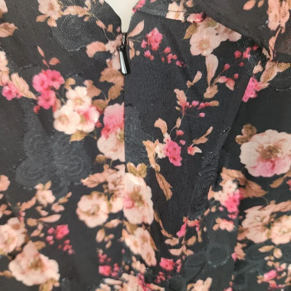 Mikael Aghal | Dresses | Nwt Mikael Aghal Floral Tiered Gown Black ...